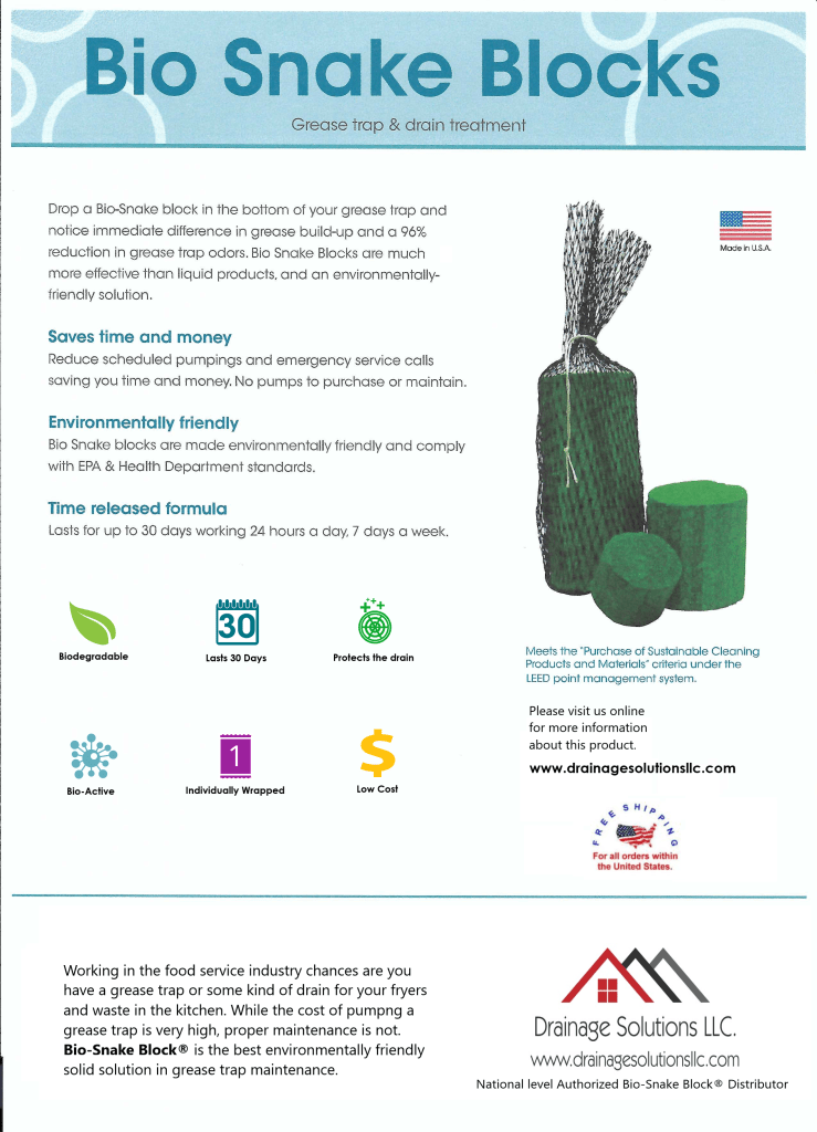 Bio-Snake Block® Flyer – Drainage Solutions LLC